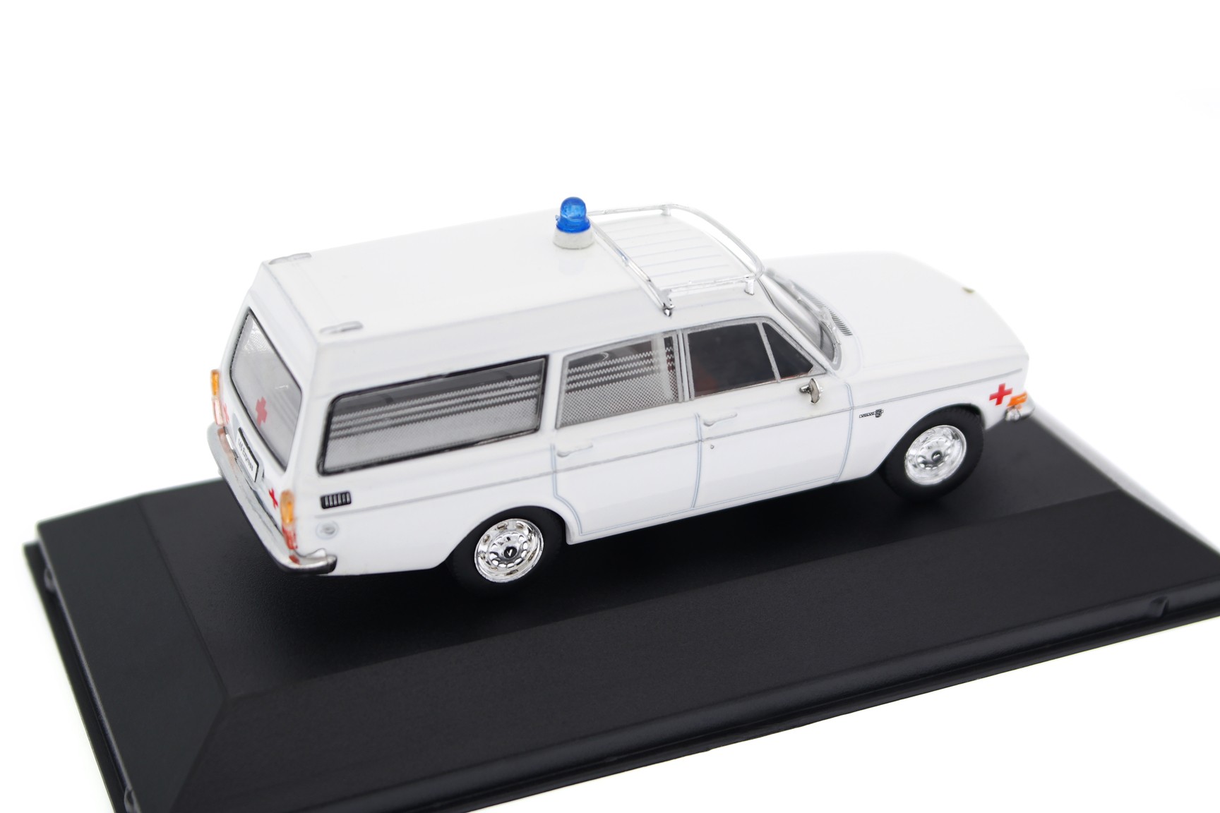 A collectible scale model Volvo 145 Express Ambulance from Altaya