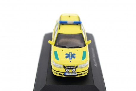 A collectible scale model Saab 9-5 Sportcombi Ambulance from Altaya