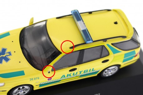 A collectible scale model Saab 9-5 Sportcombi Ambulance from Altaya